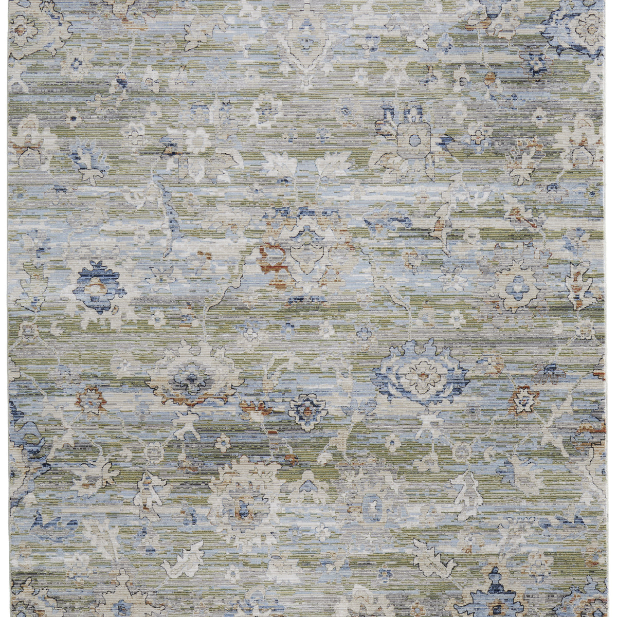 Feizy Melrose Traditional Floral & Botanical - Green/Ivory/Blue Area R ...