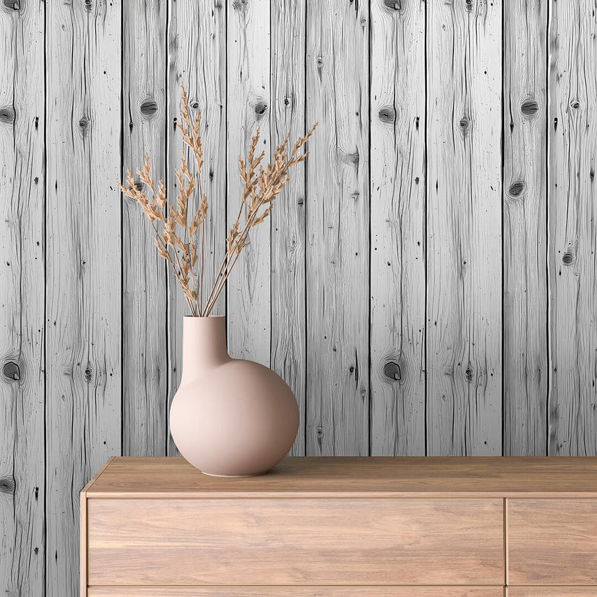 Silvered Timber Plank Wallpaper – Boutique Rugs