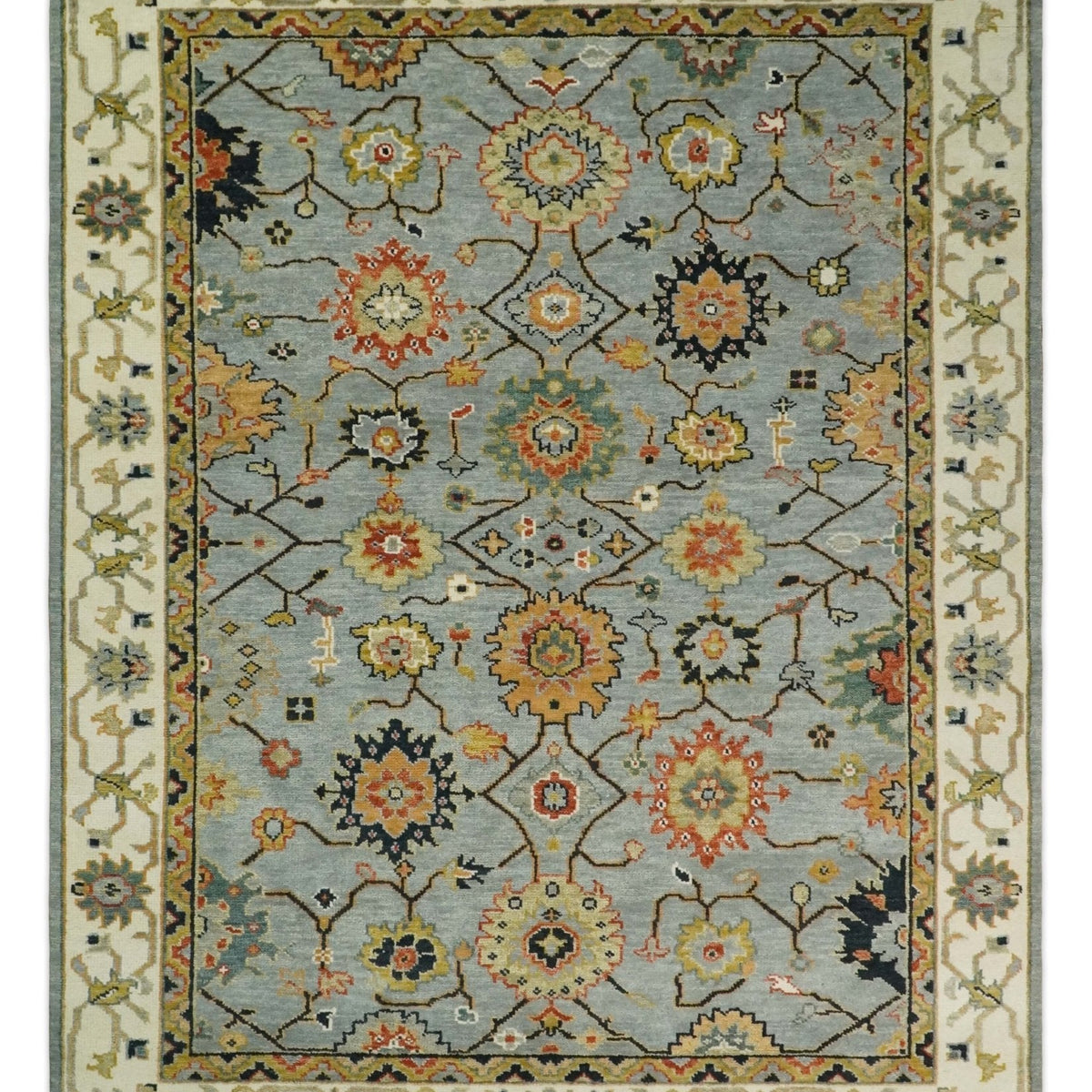 Antique Traditional Gray and Ivory Vintage Style Custom Made wool Area ...