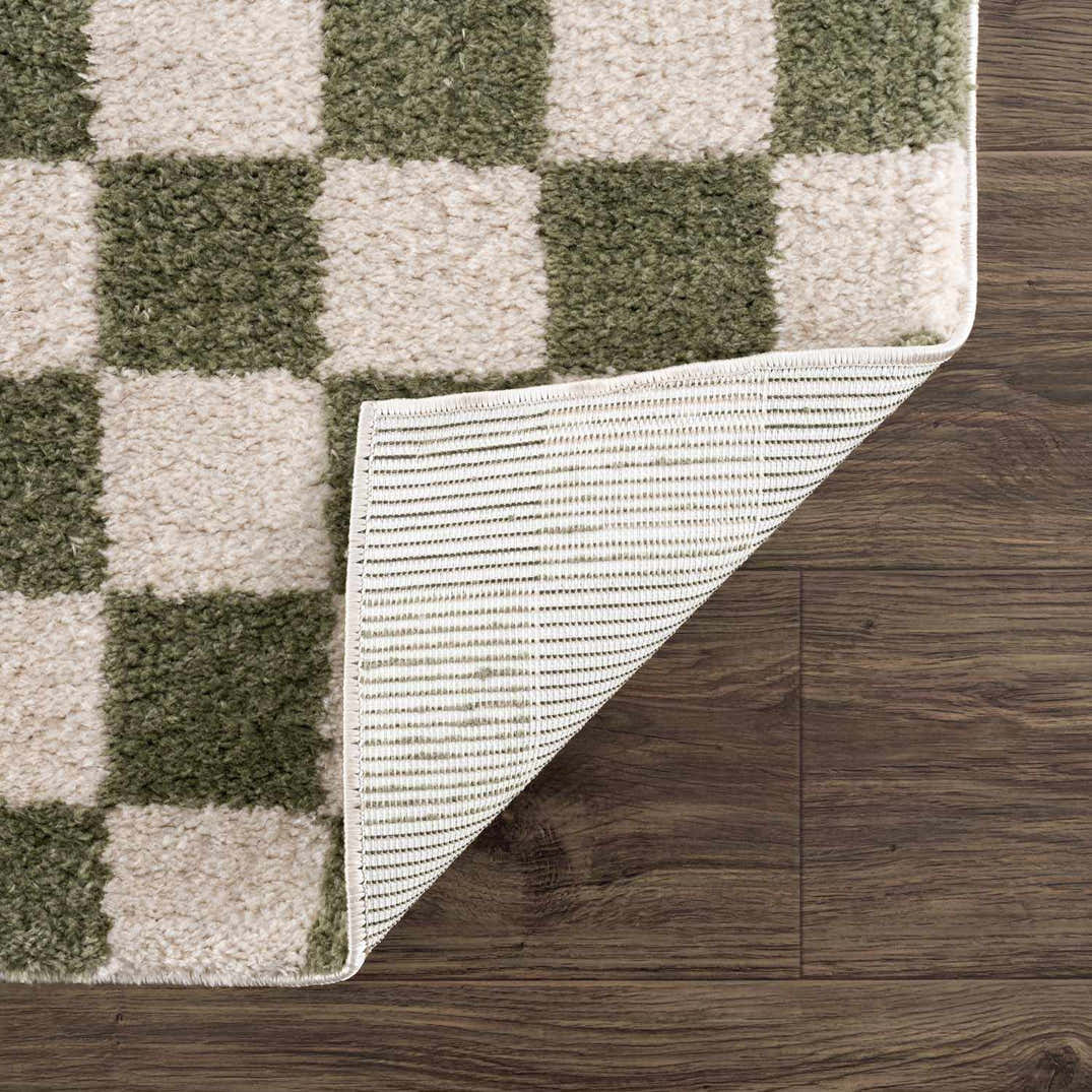 Canika Green Checkered Washable Plush Rug – Boutique Rugs