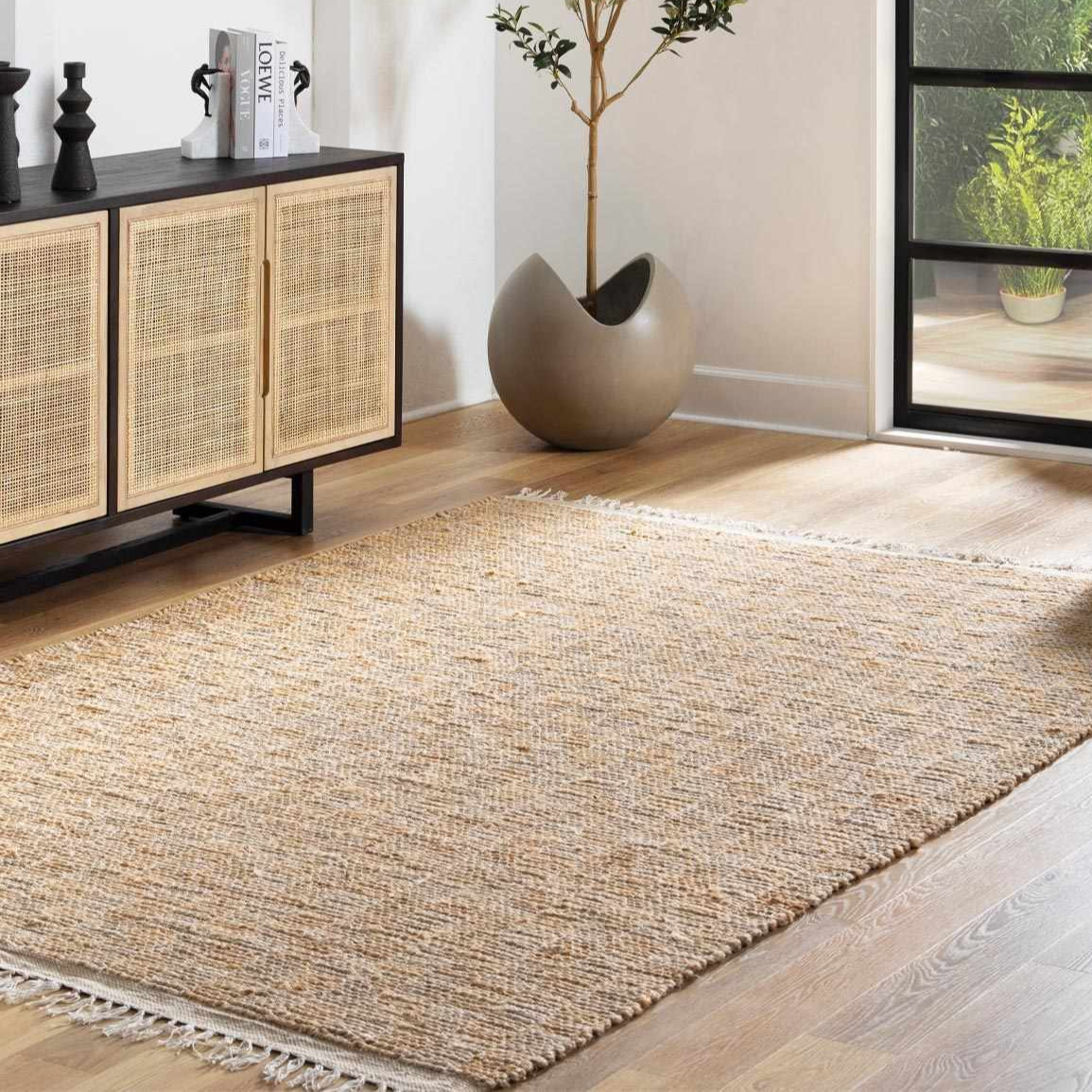 Lonut Checkered Jute Area Rug - Promo