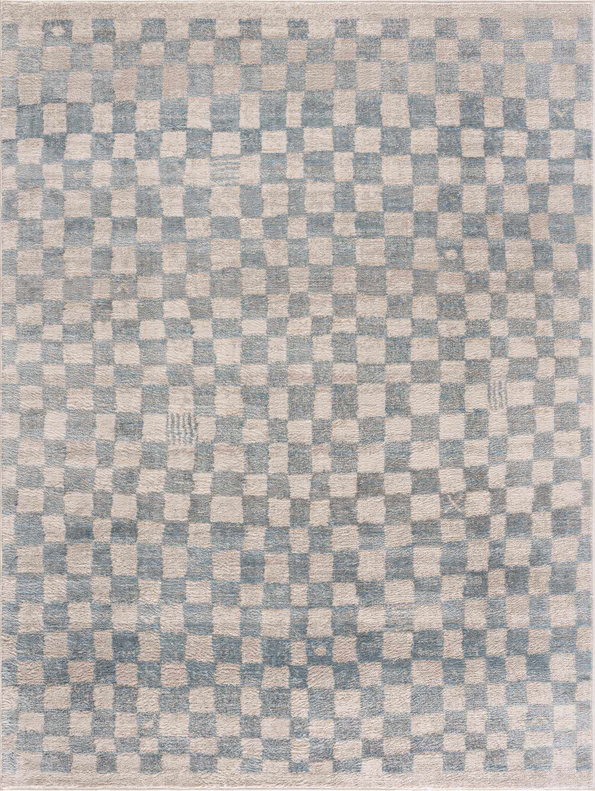 Benjy Cream & Light Blue Checkered Area Rug – Boutique Rugs