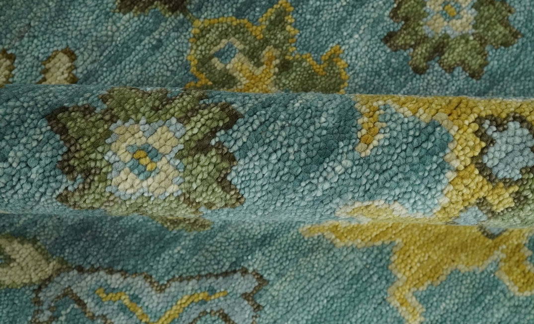 Antique Moss Green and Blue Wool Hand Knotted Traditional Oriental Ous ...