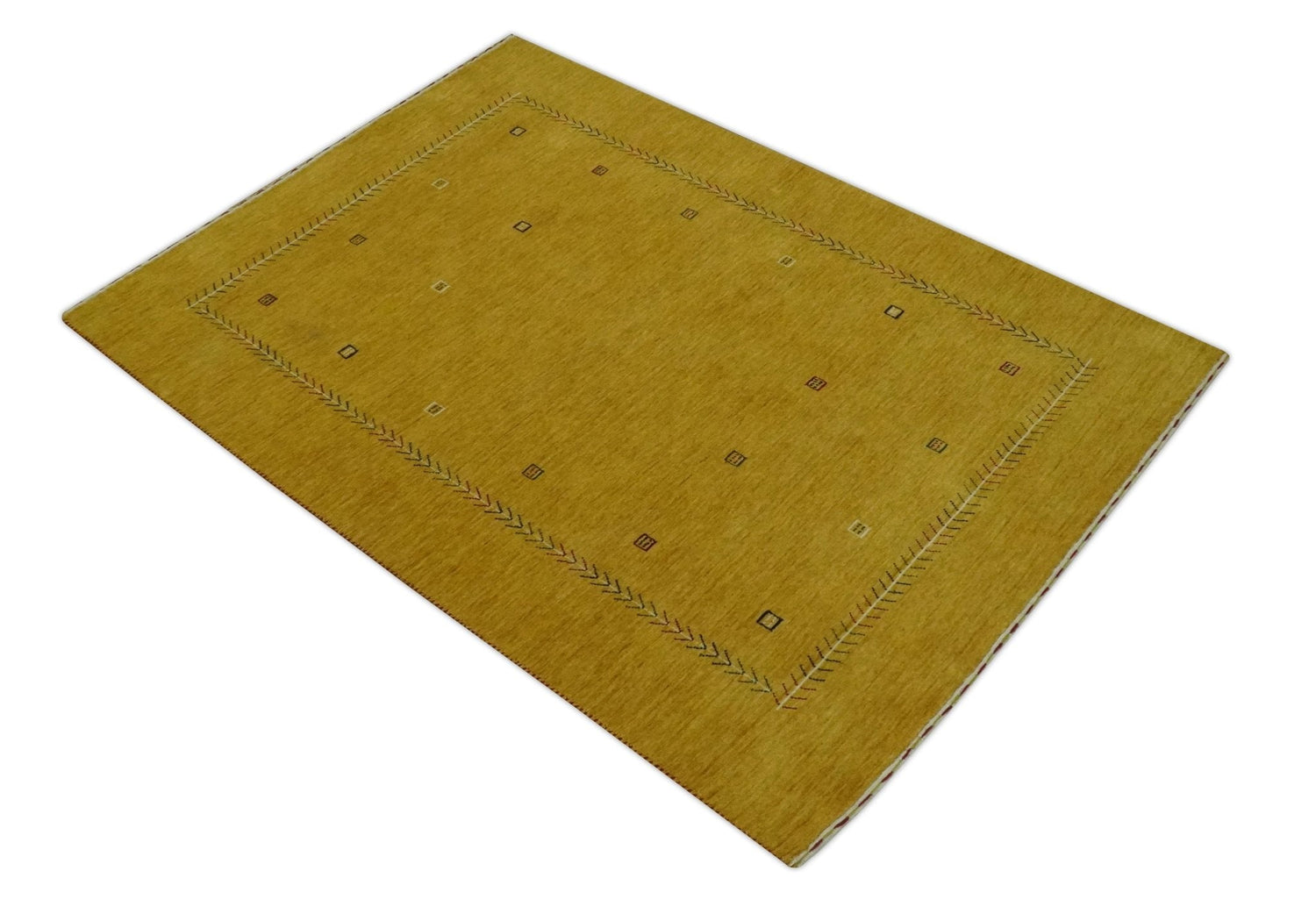 Custom Made Mustard Modern Tribal Design Wool Area Rug – Boutique Rugs