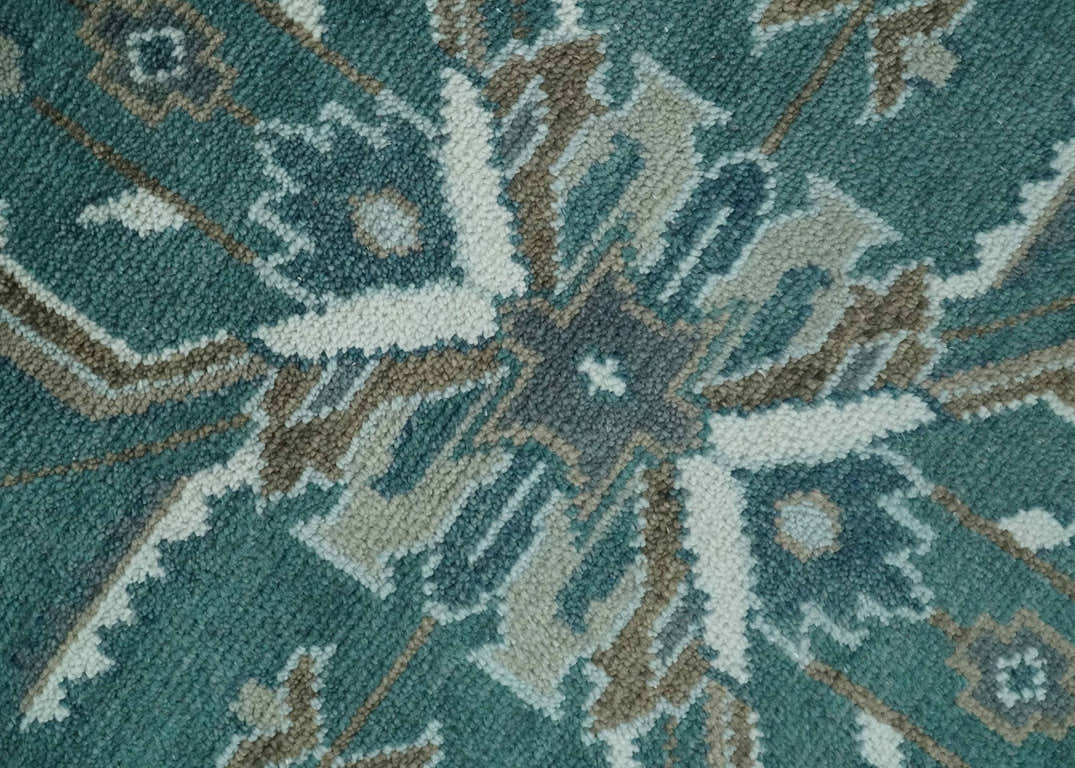 Custom Made Traditional Mamluk Design Teal, Ivory and Brown Hand Knott ...