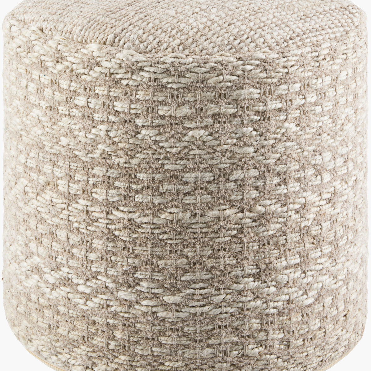 Beige Rustic Pouf with cotton details for casual extra seating or foot ...