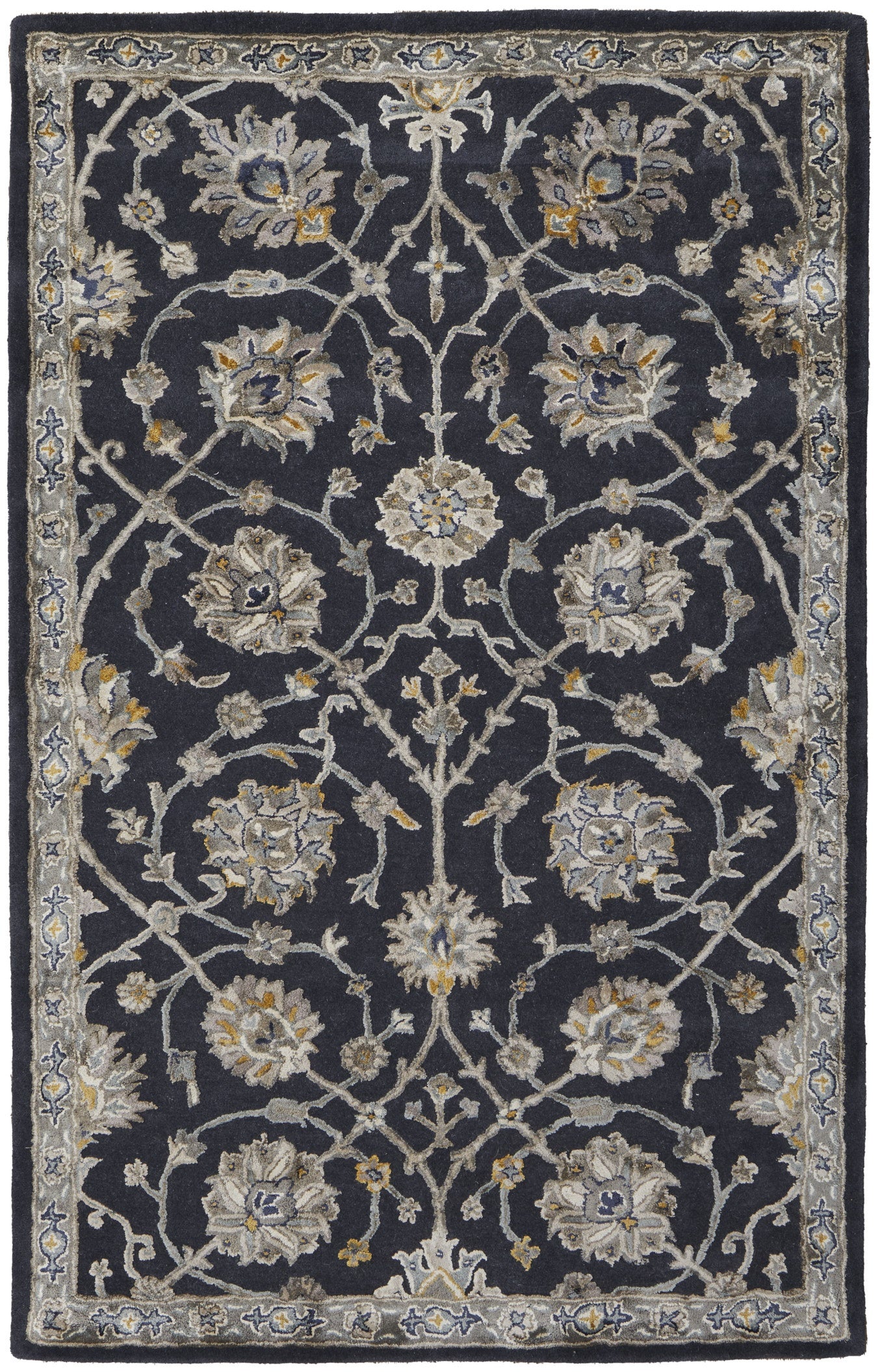 Prescott Traditional Floral & Botanical - Blue/Silver/Gray Area Rug