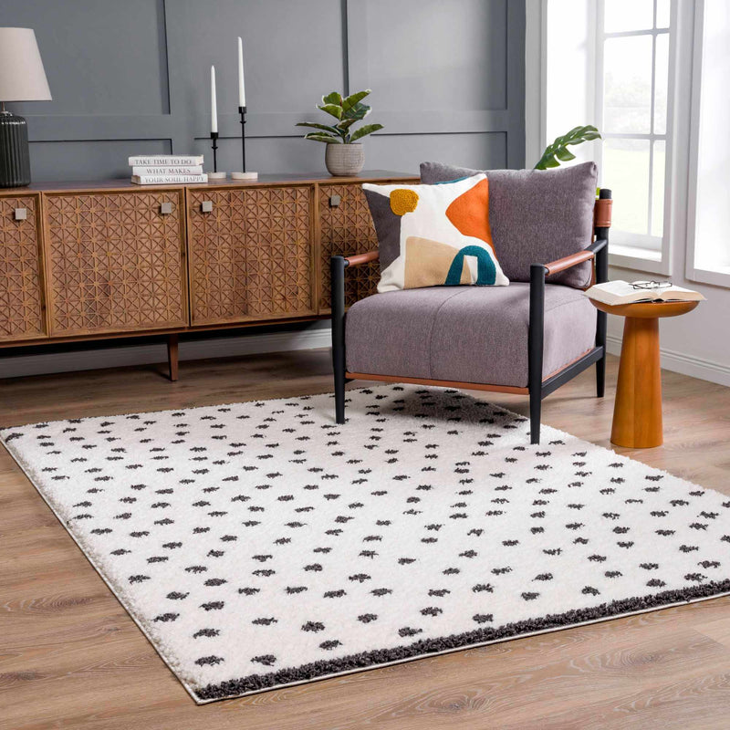 Chaia Dotted Black & White Plush Rug – Boutique Rugs