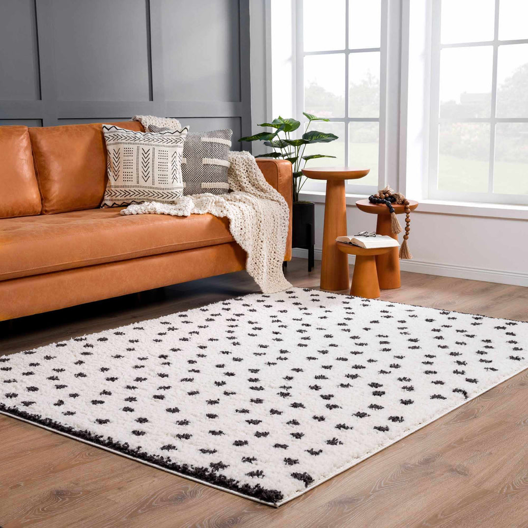 Chaia Dotted Black & White Plush Rug – Boutique Rugs