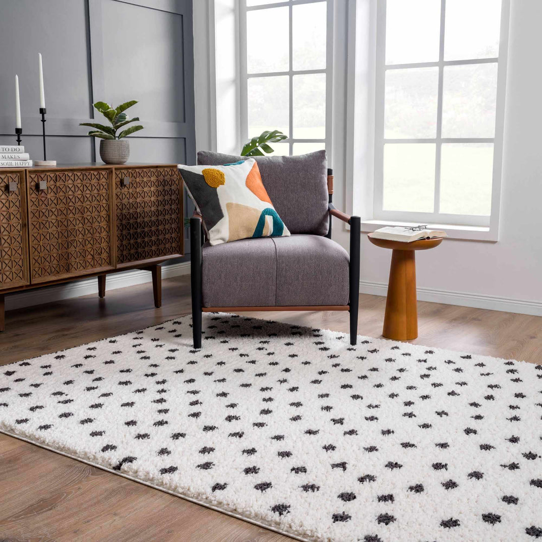 Chaia Dotted Black & White Plush Rug – Boutique Rugs