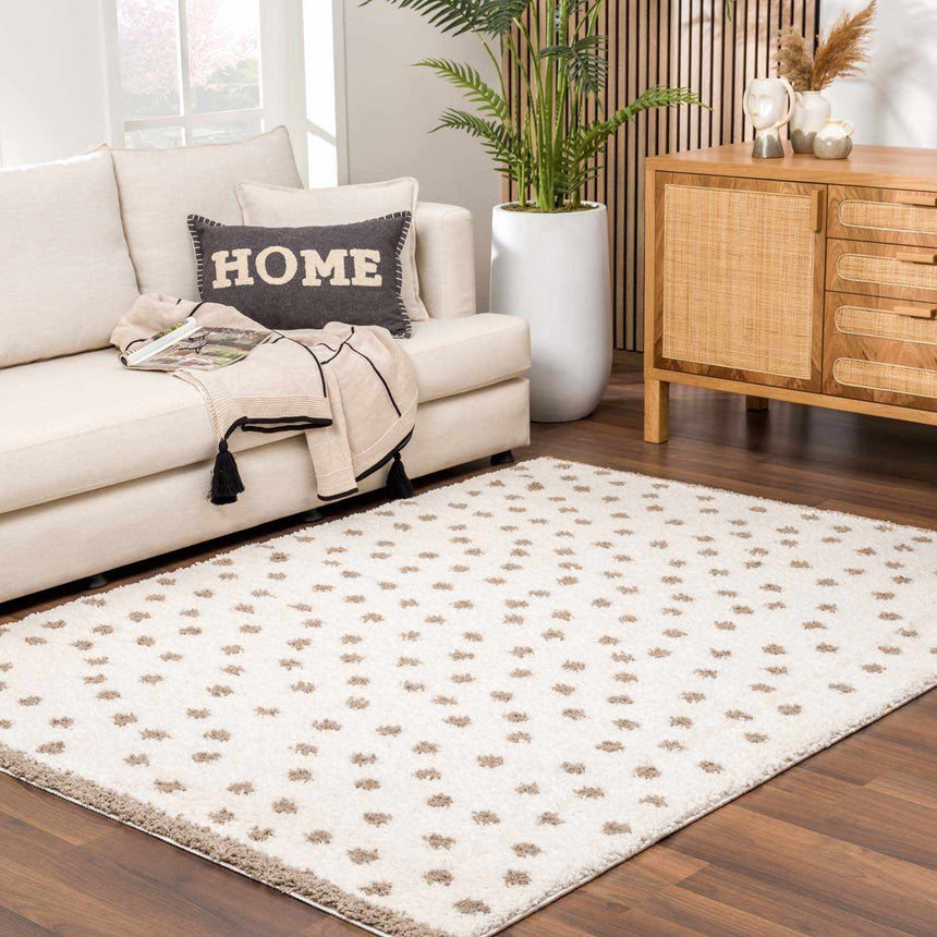 Chaia Dotted Cream & Brown Plush Rug – Boutique Rugs