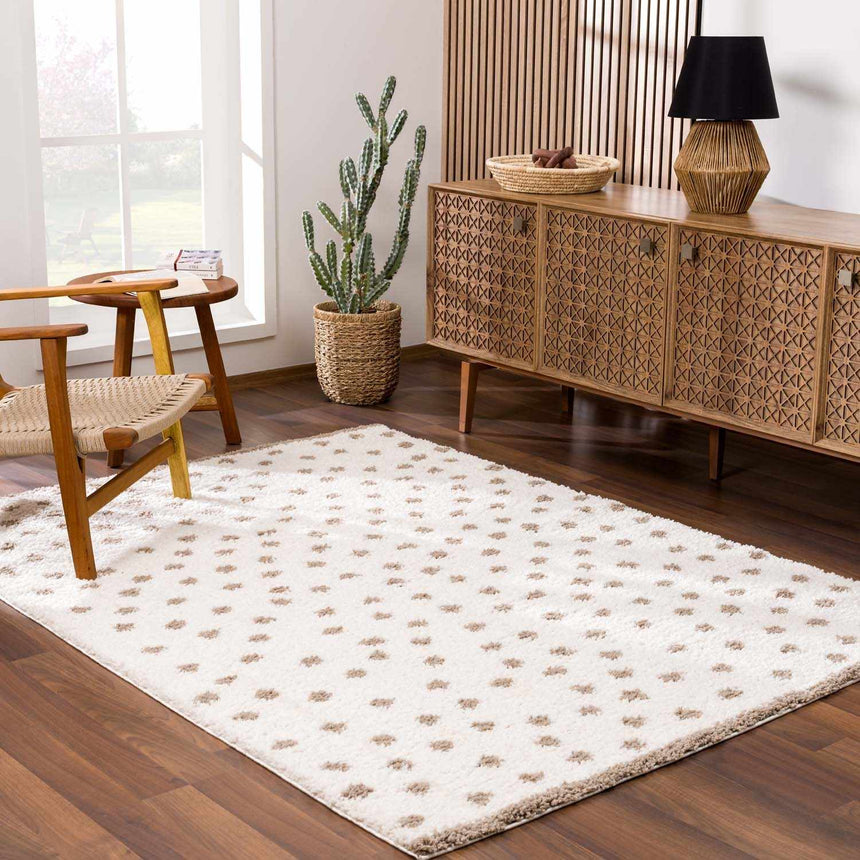 Chaia Dotted Cream & Brown Plush Rug – Boutique Rugs