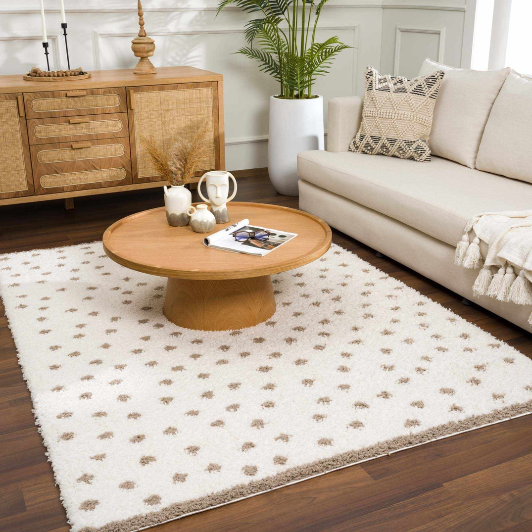 Chaia Dotted Cream & Brown Plush Rug – Boutique Rugs