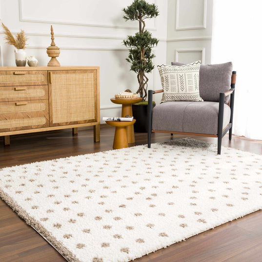 Chaia Dotted Cream & Brown Plush Rug – Boutique Rugs