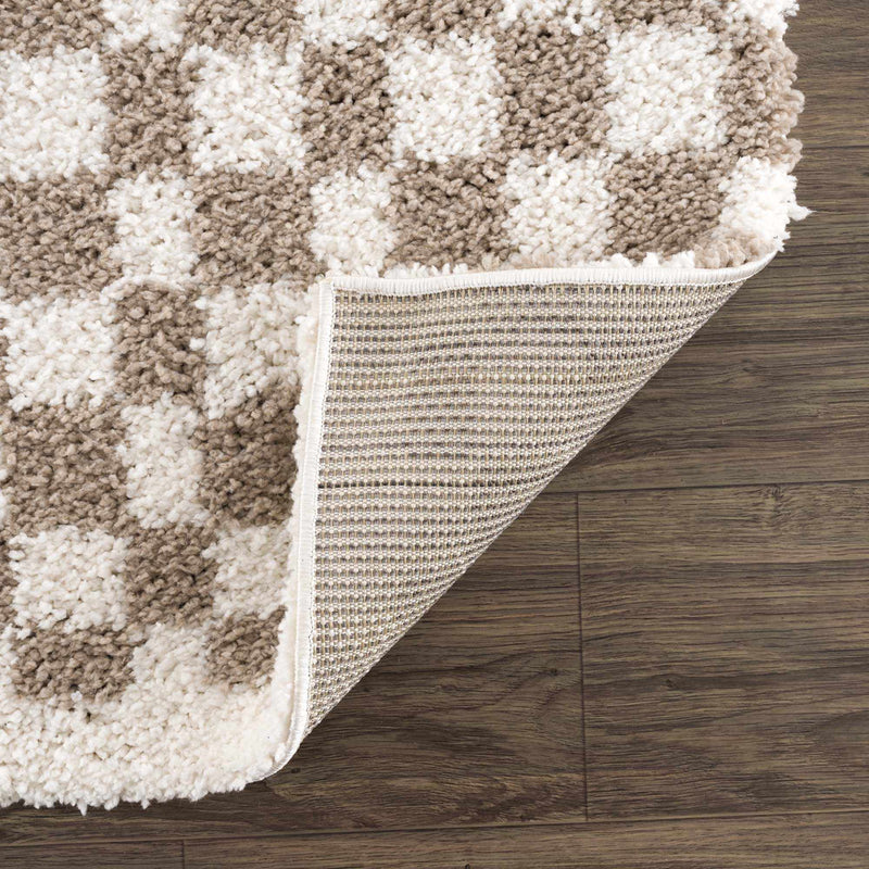 Kieu Taupe Checkered Shag Rug – Boutique Rugs