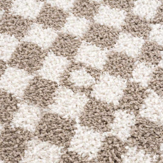 Kieu Taupe Checkered Shag Rug – Boutique Rugs