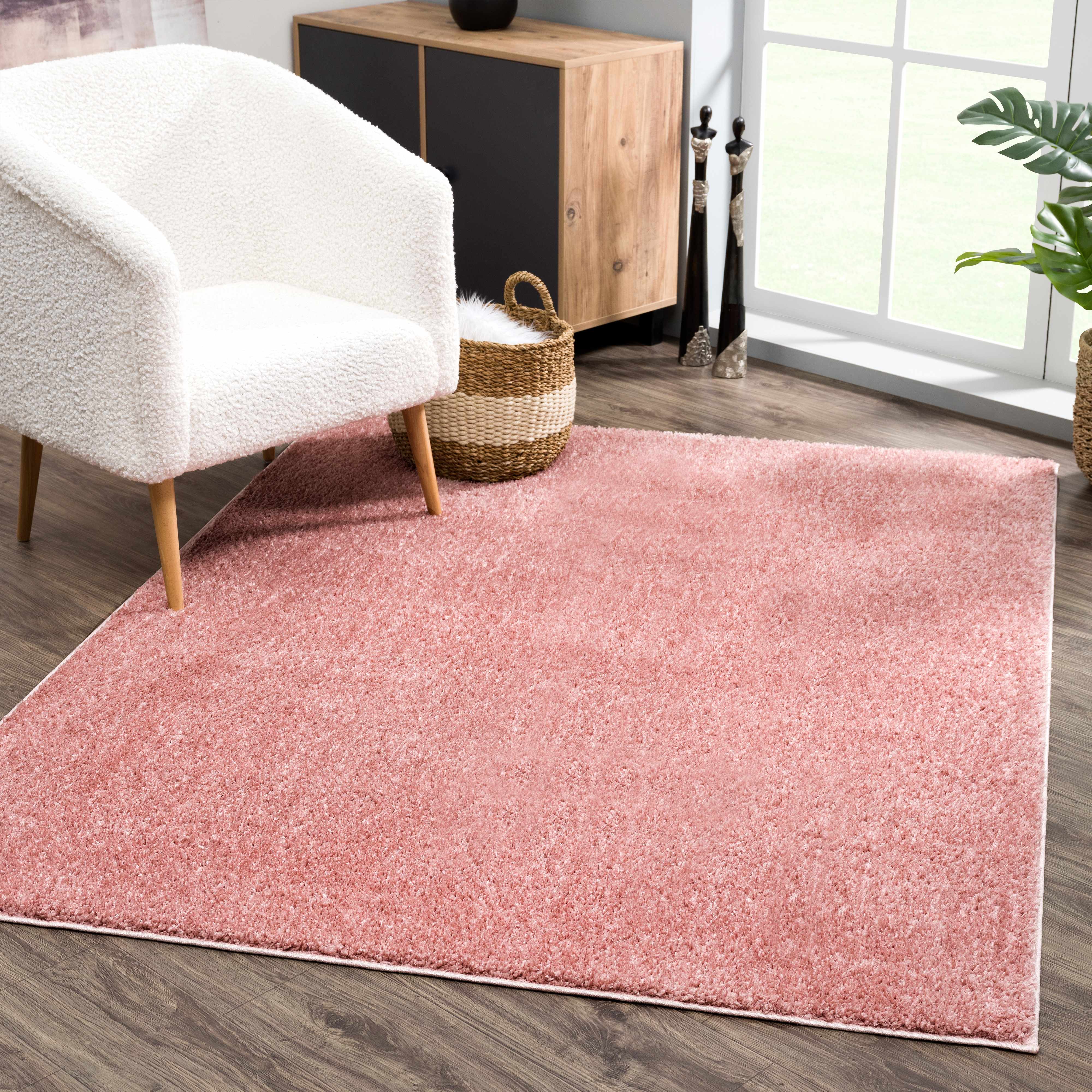 Judy Solid Pink Washable Shag Rug