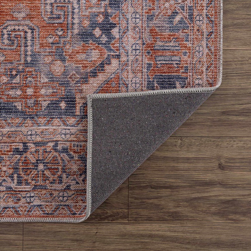 orange geometric pattern rug