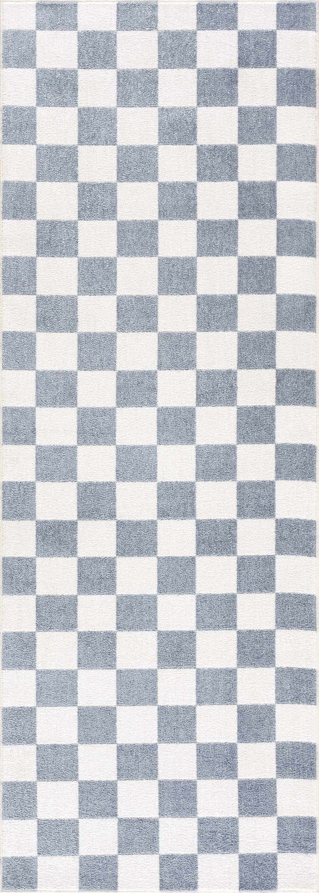 Brone Blue Checkered Washable Rug – Boutique Rugs