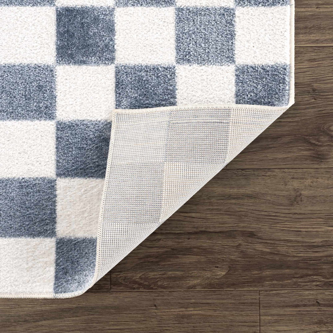 Brone Blue Checkered Washable Rug – Boutique Rugs