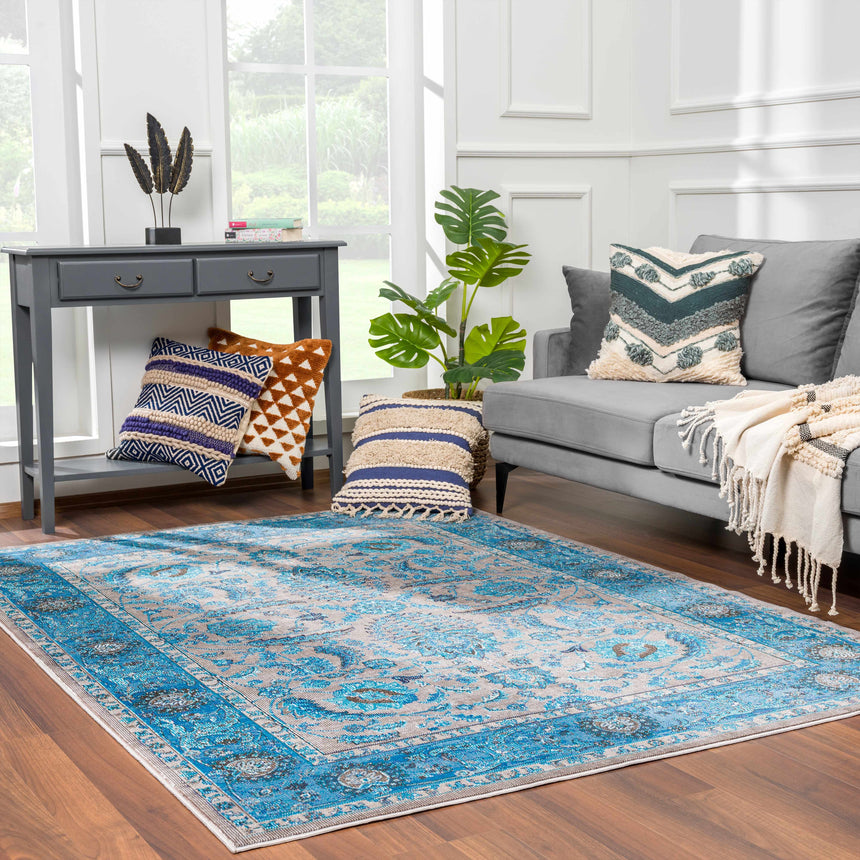 turquoise pattern rug