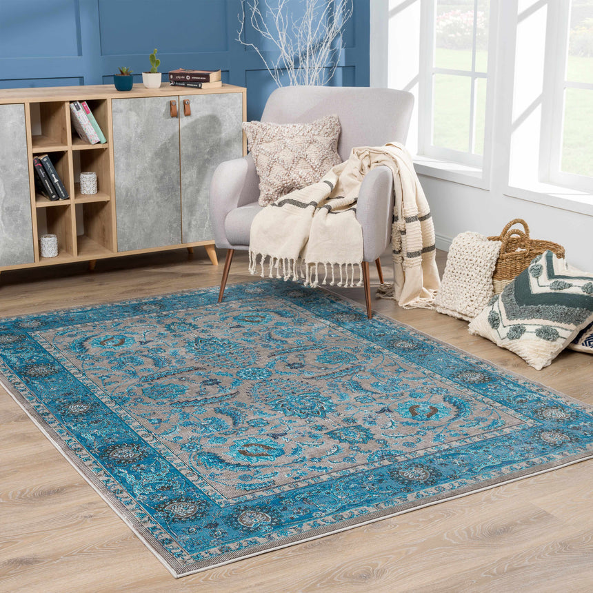 turquoise pattern rug