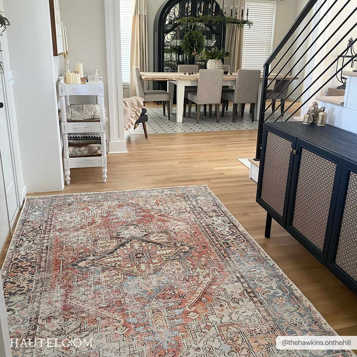 Vintage Flat Pile Washable Rug - Rust Eira