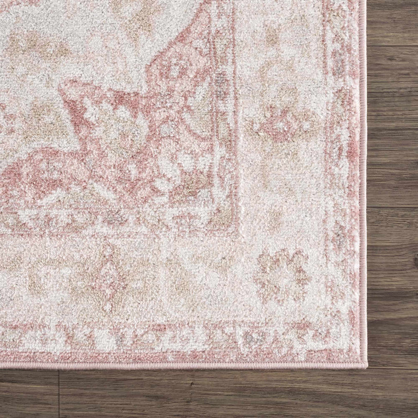light pink patterned rug