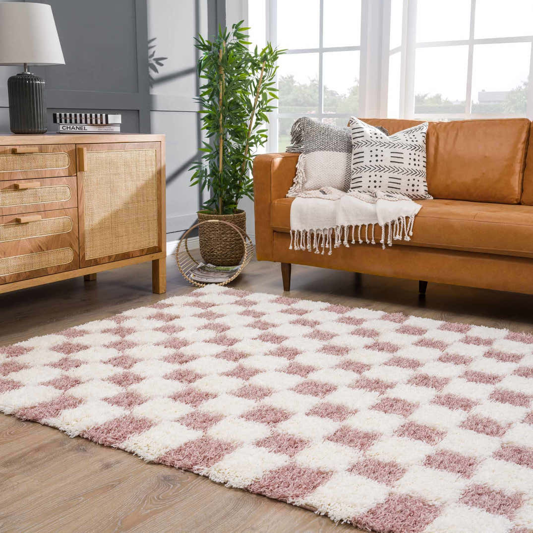 Atira Pink Checkered Shag Rug – Boutique Rugs