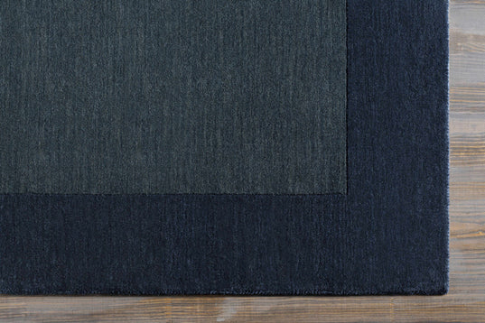 Bordered Solid Ink Blue Wool Rug – Boutique Rugs