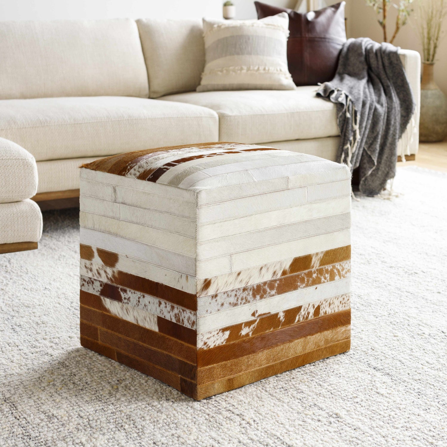 Oshikango Hair On Hide Pouf – Boutique Rugs