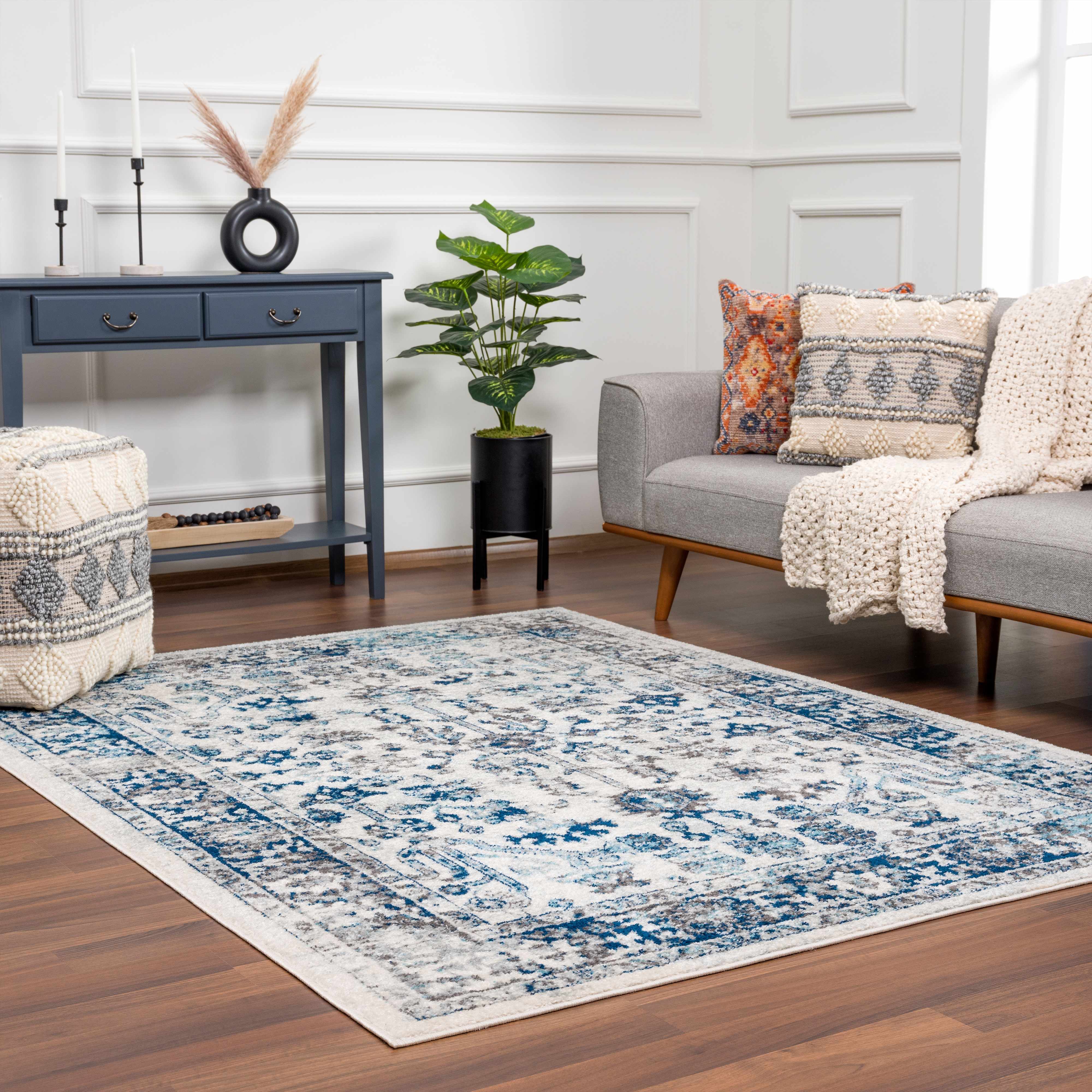 Istanbul Vintage Blue Area Carpet - Clearance
