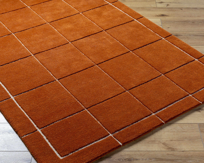 orange patterned wool rug